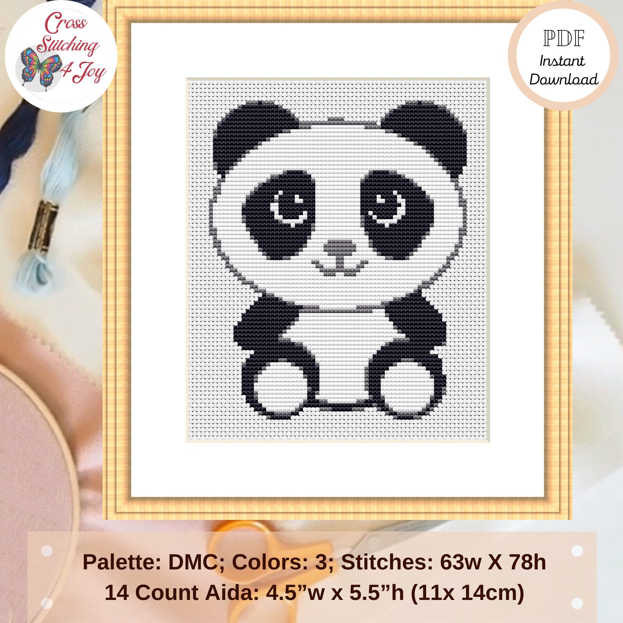 Panda- Cute Nursery Cross Stitch Pattern, Easy Crossstitch Chart - Etsy