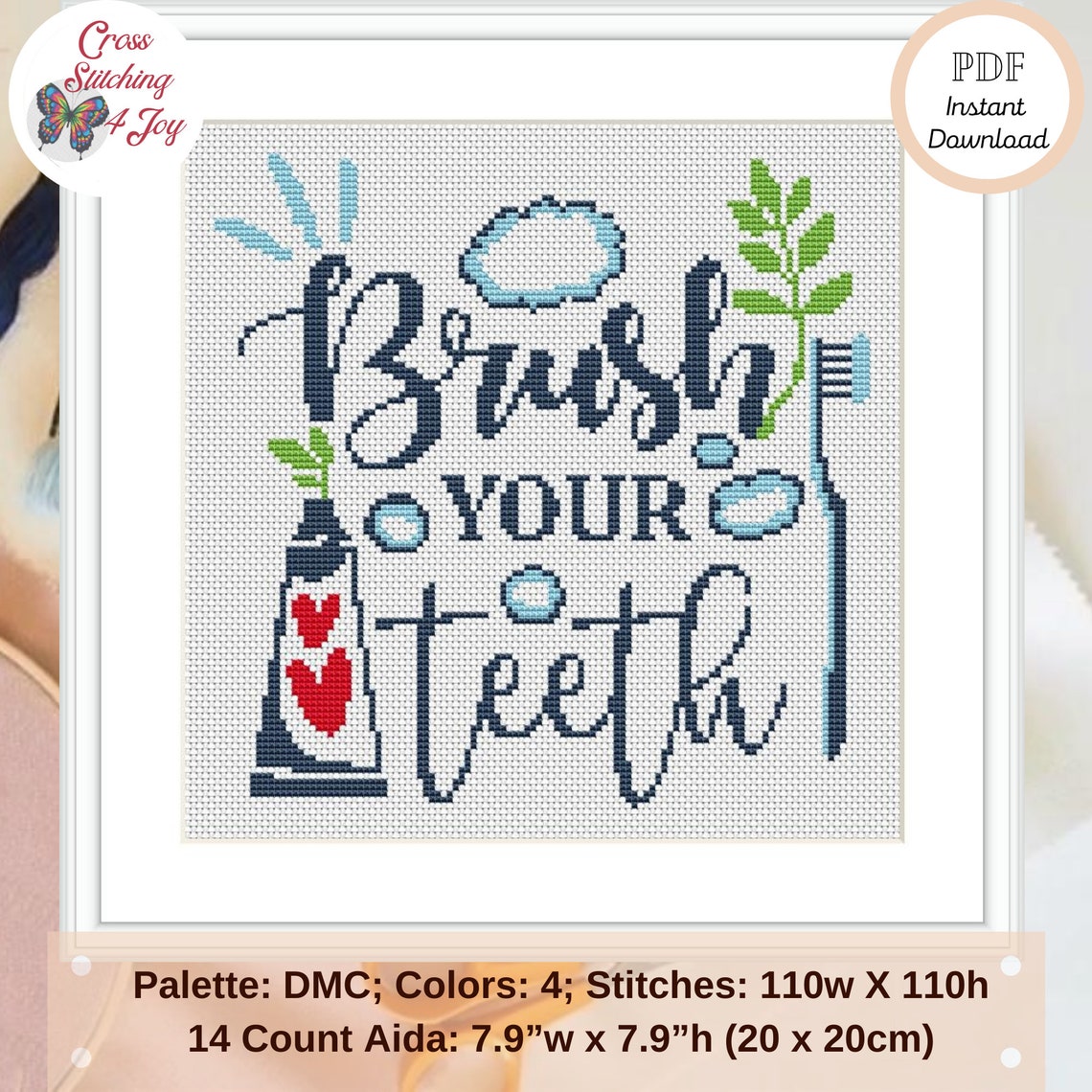 Bathroom Decoration, Set of 4 Cross Stitch Patterns, Bath Toilet Signs ...