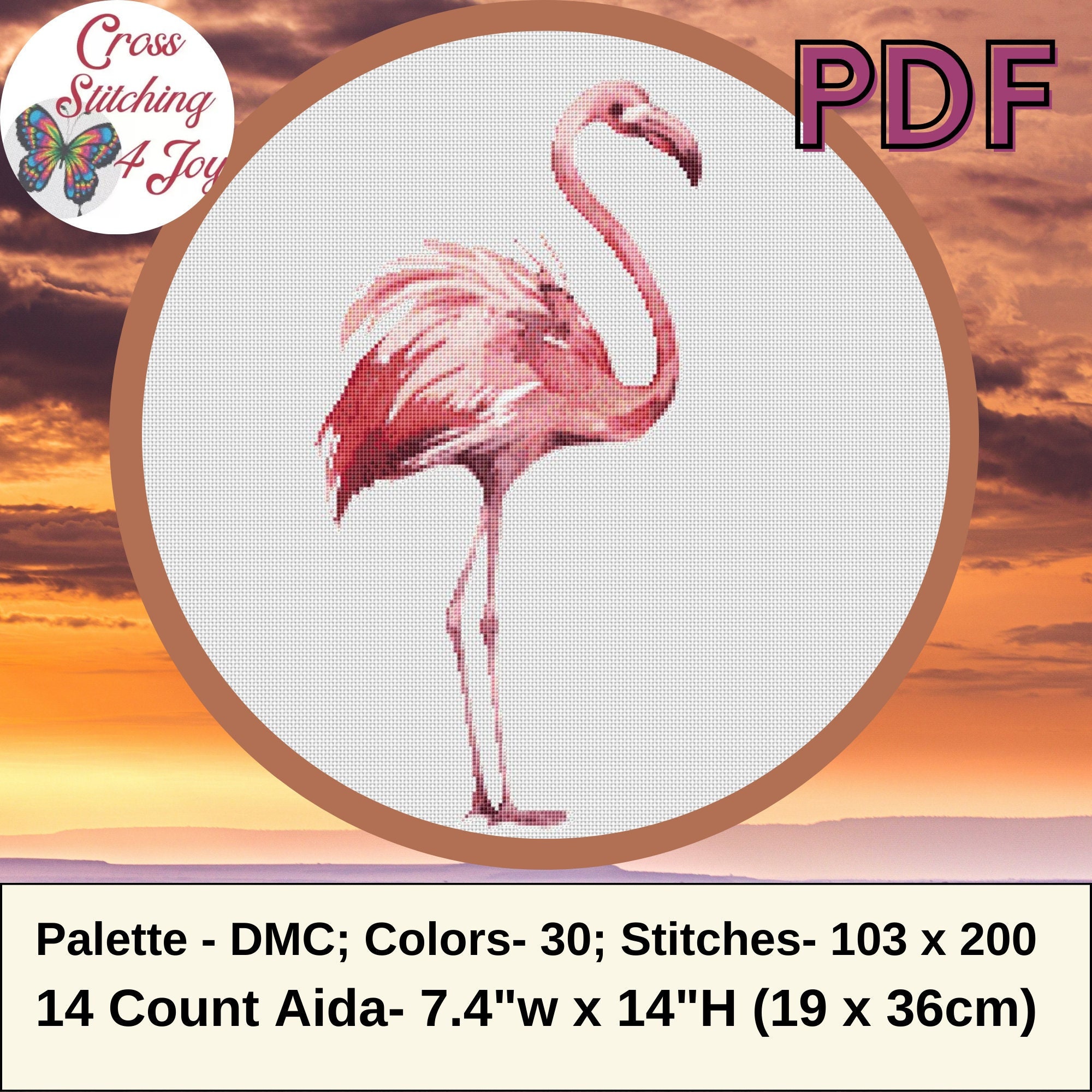 Pink Flamingo Counted Cross Stitch, Majestic African Animal, Colorful ...