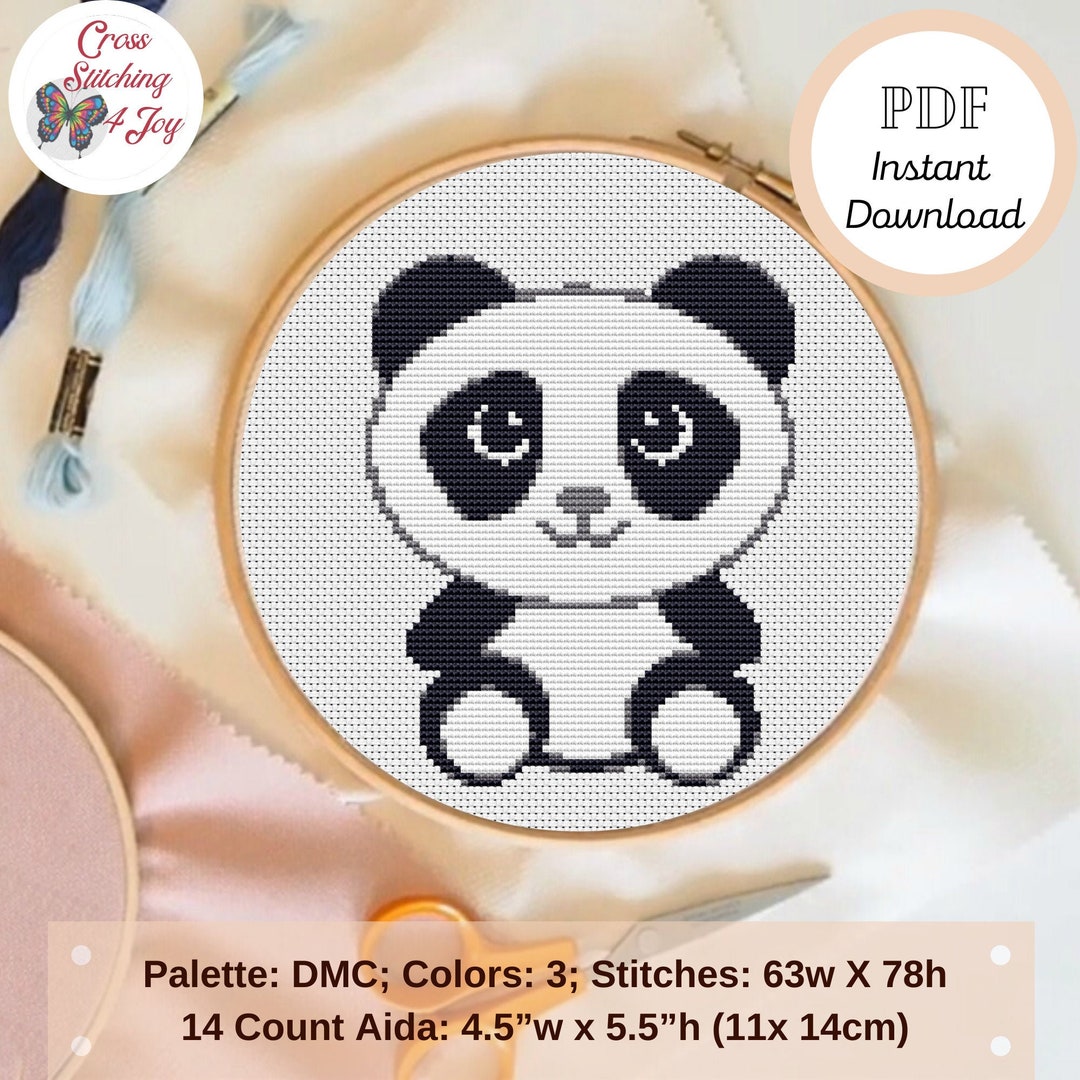 Panda- Cute Nursery Cross Stitch Pattern, Easy Crossstitch Chart - Etsy