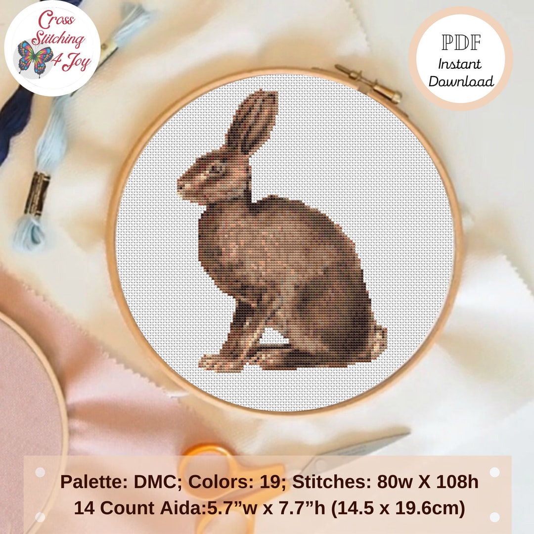 Hare Rabbit Cross Stitch Pattern Nature Lovers Easy - Etsy