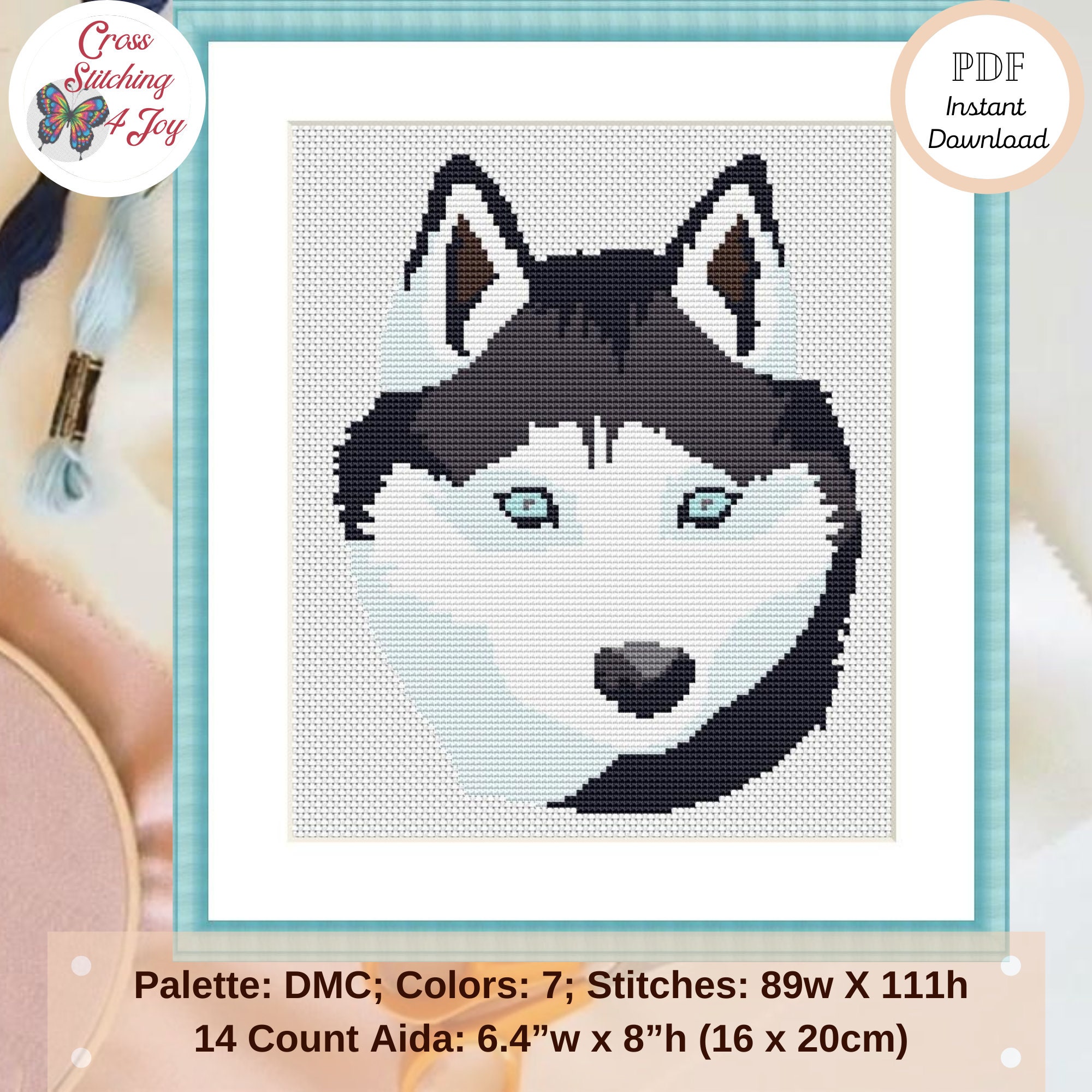Siberian Husky Cross Stitch Pattern Very Easy Animal Cross - Etsy