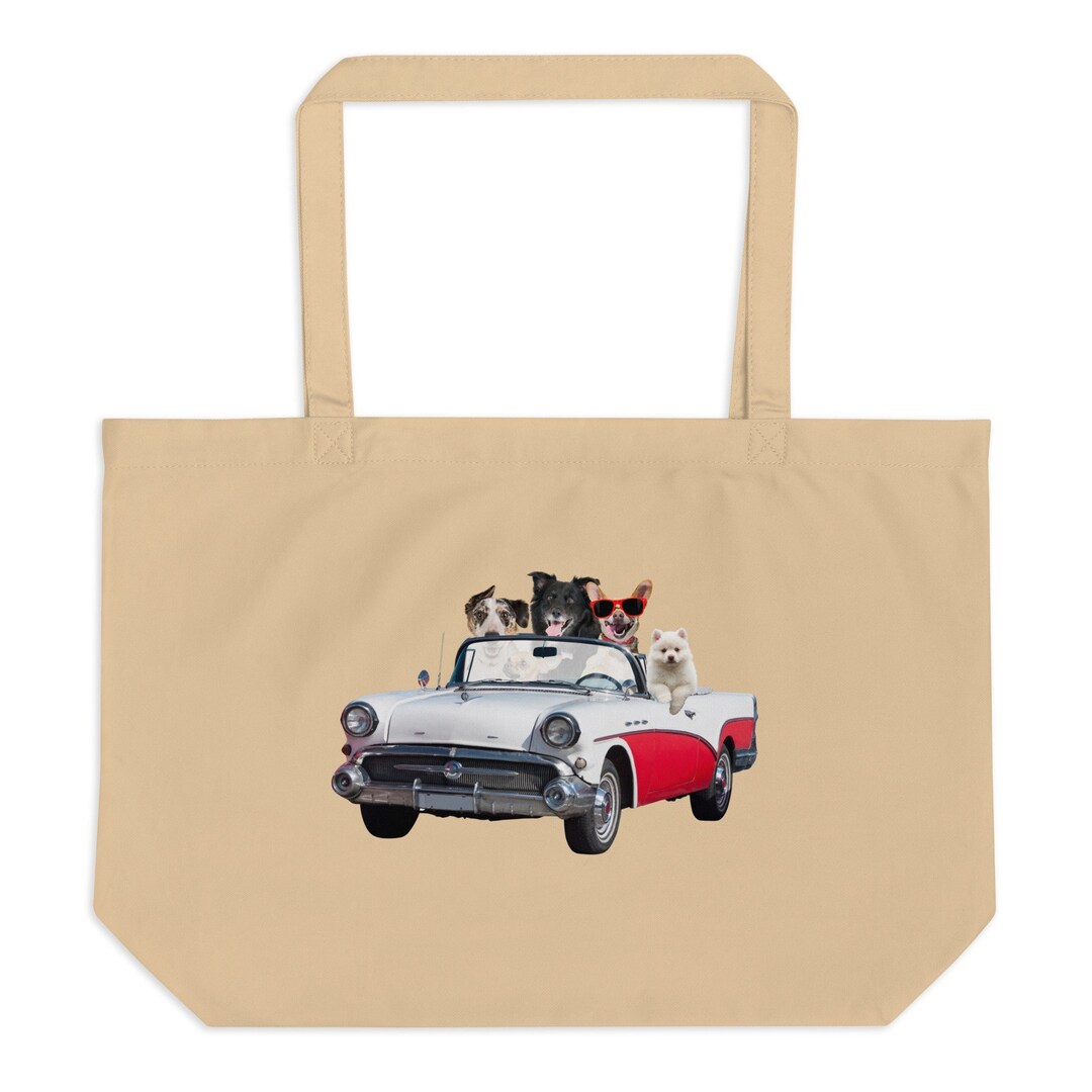 Dogs Driving tote bag, Dog lover tote, Classic car lover, Driving ...