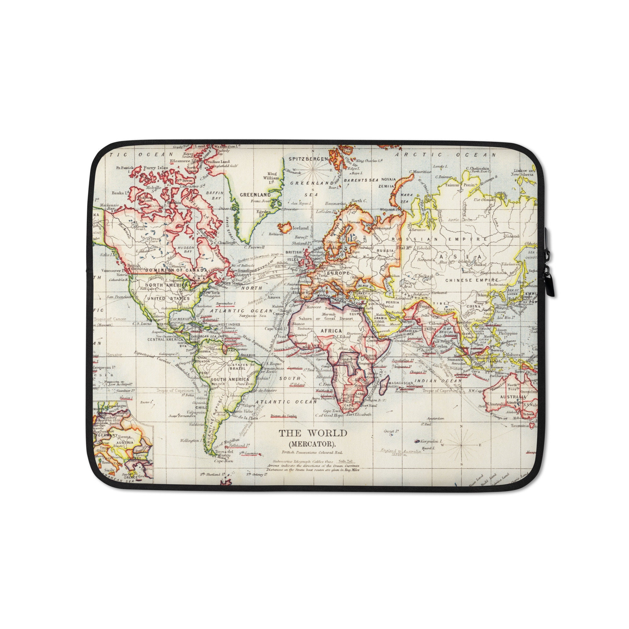 World Map Laptop Sleeve, Travel Case, Country Map, Labeled Map ...