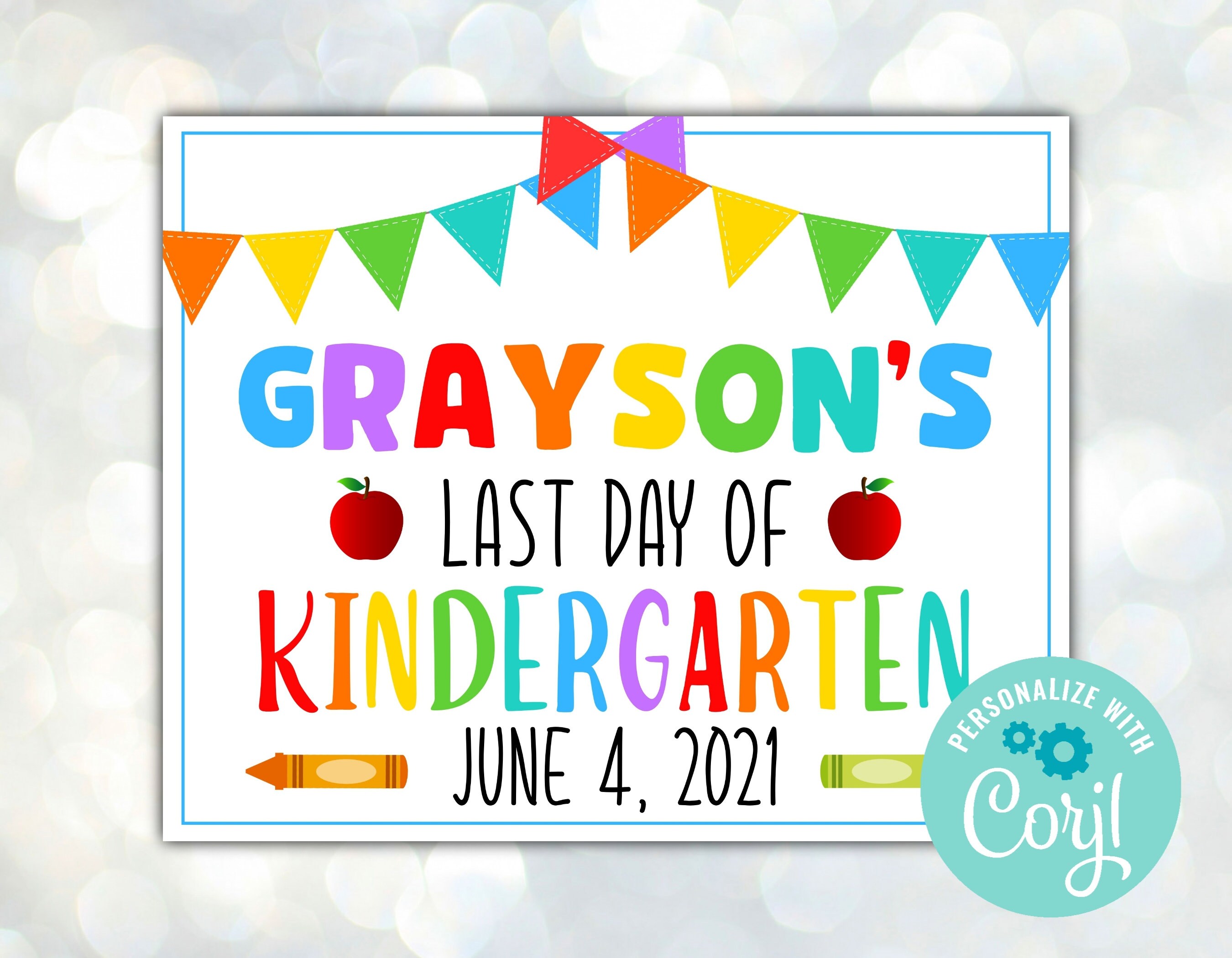 Último día de cartel de kínder editable último día de | Etsy