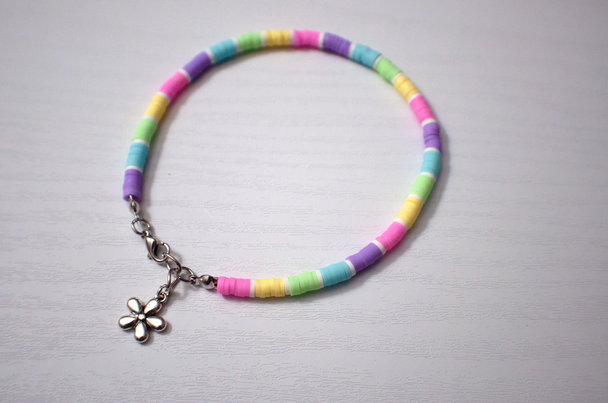 Colorful Daisy Beaded Anklet Bright Pastel Anklet Pastel - Etsy