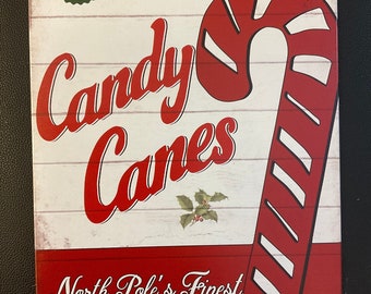 Candy Cane Tin Sign - Etsy