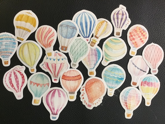 HOT AIR BALLOONS 46 Colorful Balloon Stickers Up up and | Etsy