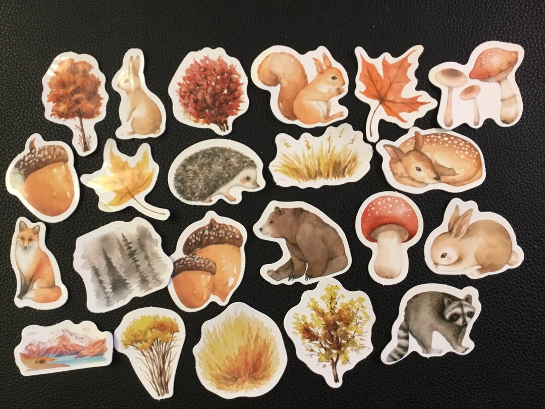 AUTUMN in the WOODLAND FOREST! 46 Stickers of Animals and Foliage ...