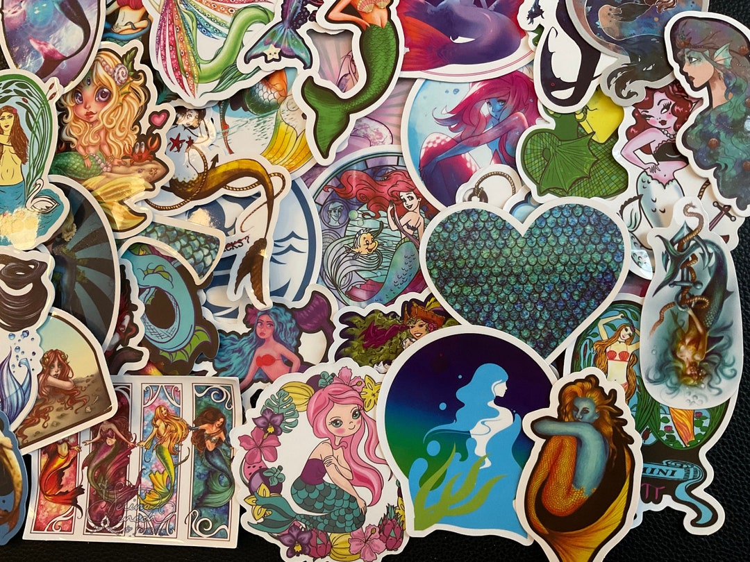 MERMAID DECALS Choose 25 or 50 Mermaid Decals, Sexy Sirens of the Sea ...