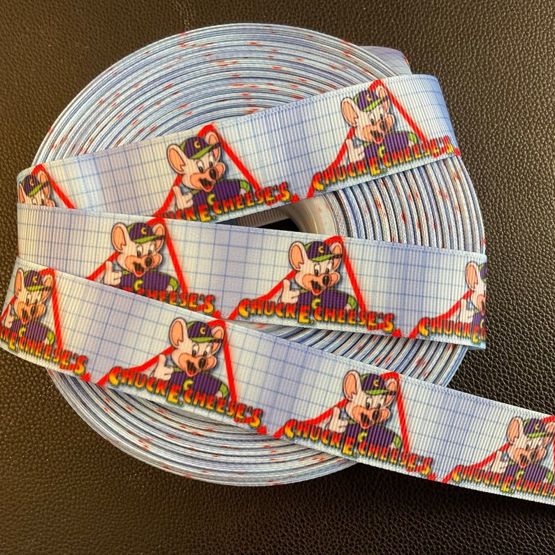 CHUCK E. CHEESE! 1” Grosgrain Ribbon, Choose 3/5 Yds., Mmm Pizza ...