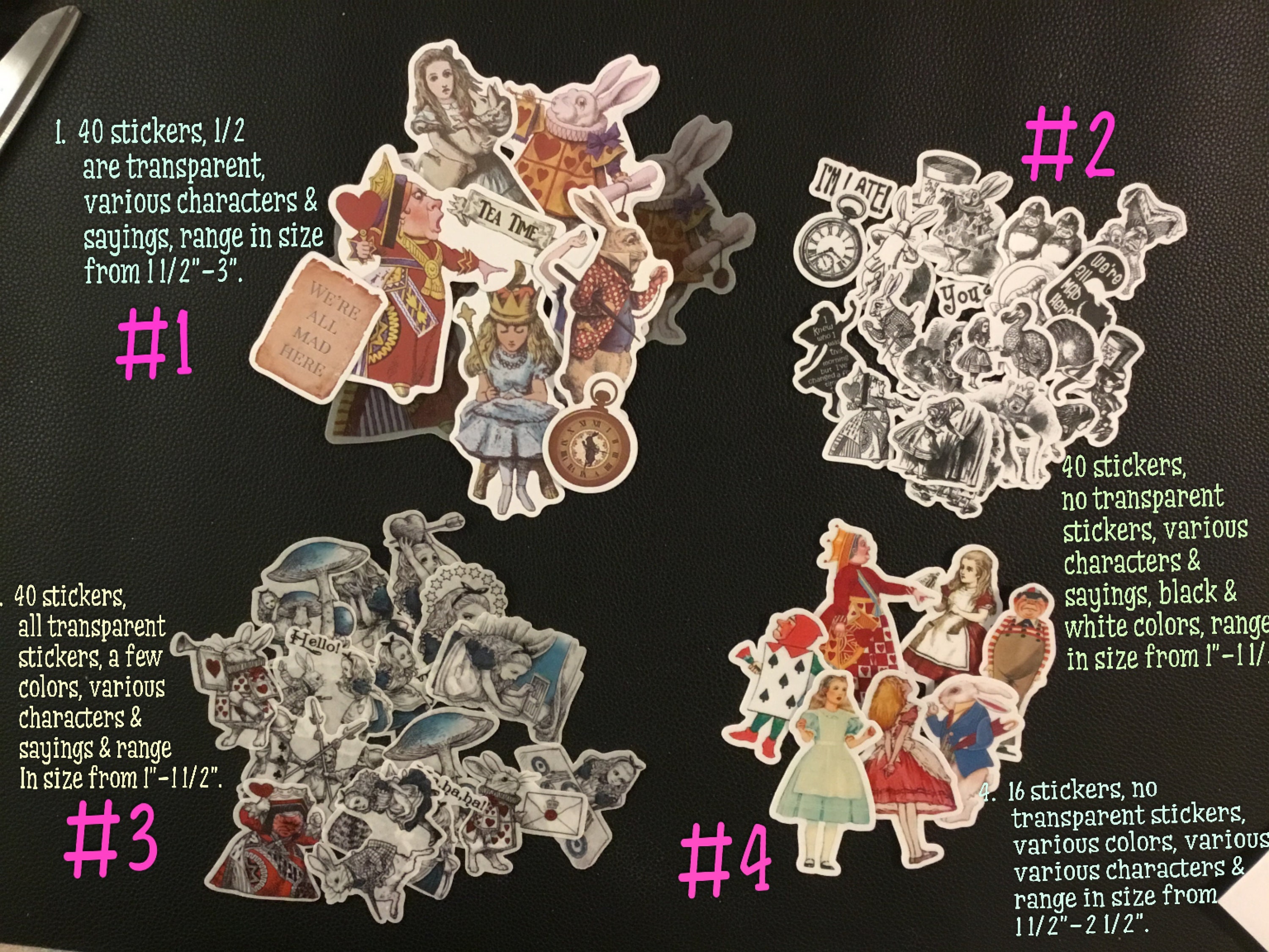 WONDELAND STICKERS 4 Styles of Stickers Choose Your - Etsy