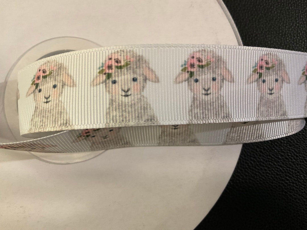 LITTLE LAMB With FLOWERS Ribbon! 1” Grosgrain Ribbon, Choose 3/5 Yards ...