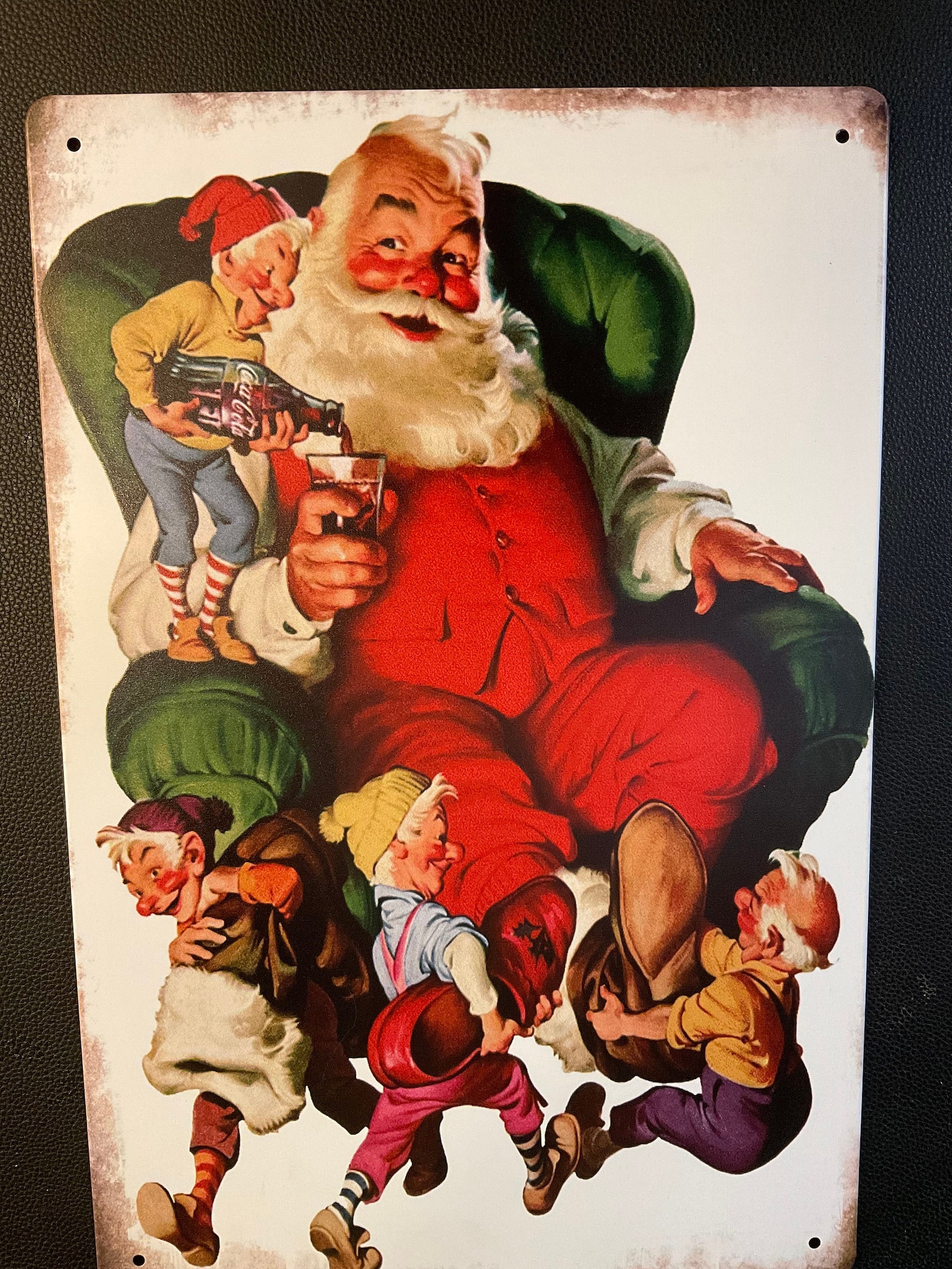 SANTA & His ELVES! A Tin-metal Sign, Behind the Scenes, Vintage Style ...