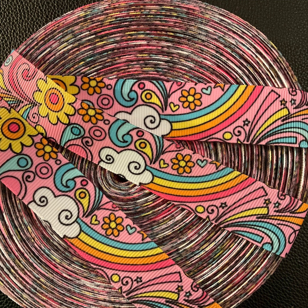 SWIRLY WHIRLY Ribbon! 7/8” Grosgrain Ribbon, Choose 3/5 Yds., 70’s Vibe ...
