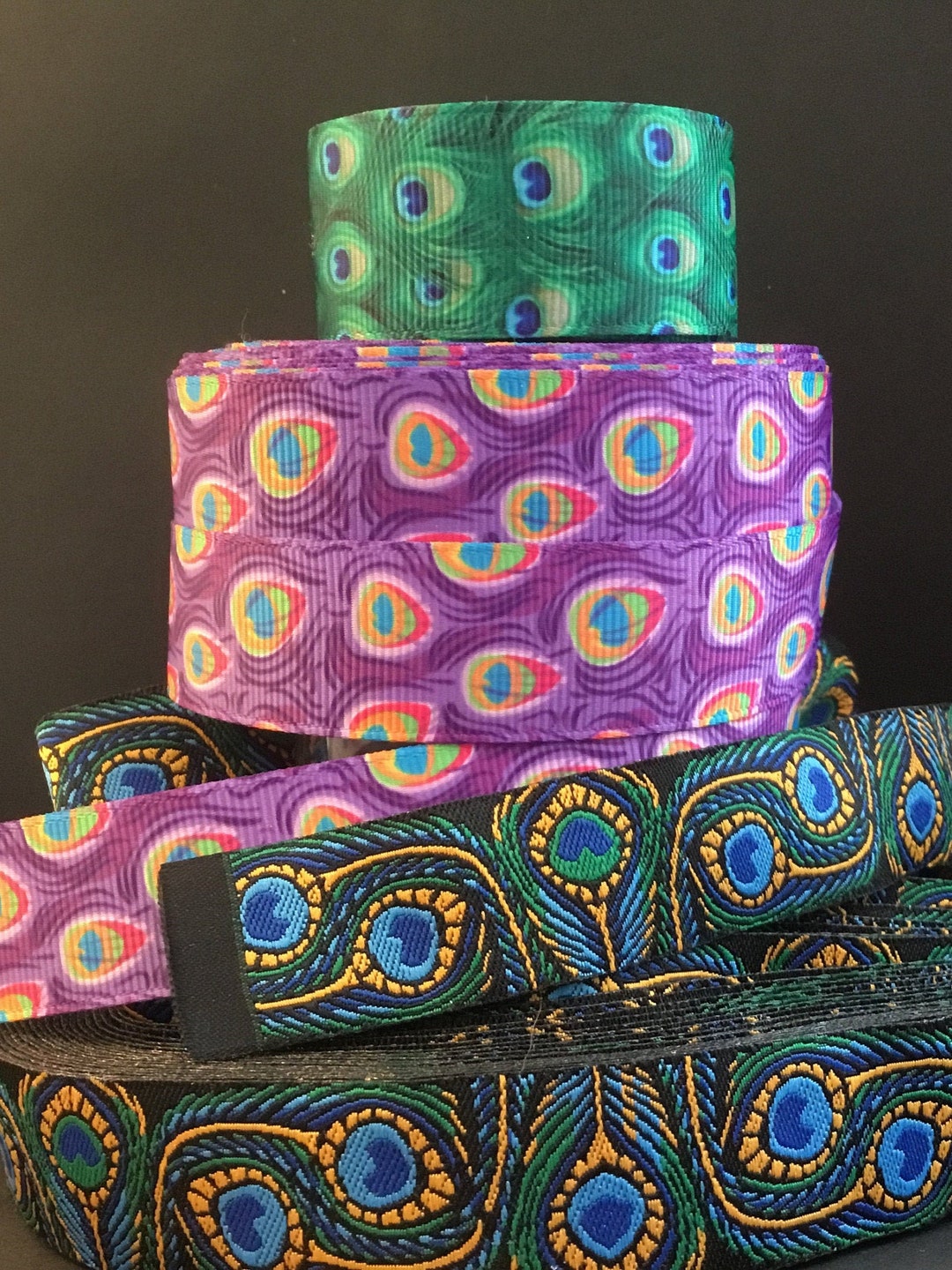 PEACOCK Ribbons Stunning Ribbons by the Yard Gorgeous Colors - Etsy