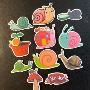 SNAILS! Choose 25 or 50 Decals/stickers, Adorable Snails, Waterproof ...