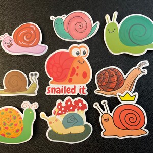 SNAILS! Choose 25 or 50 Decals/stickers, Adorable Snails, Waterproof ...