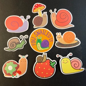 SNAILS! Choose 25 or 50 Decals/stickers, Adorable Snails, Waterproof ...