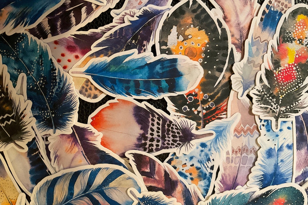 PHENOMENAL FEATHER STICKERS! 45 Stunning Stickers, Watercolor Paper ...