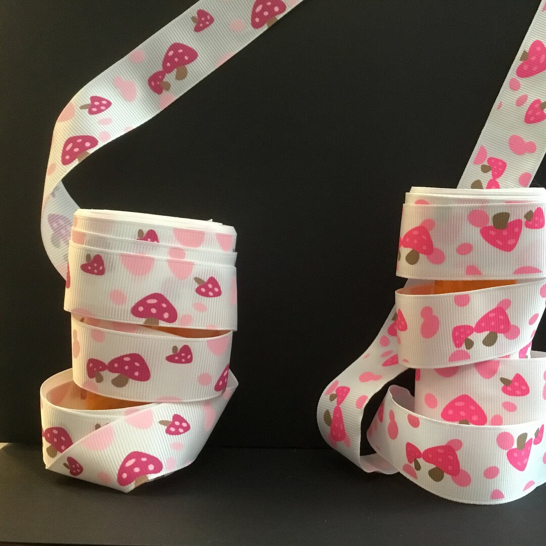MUSHROOM RIBBON! 7/8” Grosgrain Ribbon, Choose 3 or 5 Yds.,sweet ‘lil ...