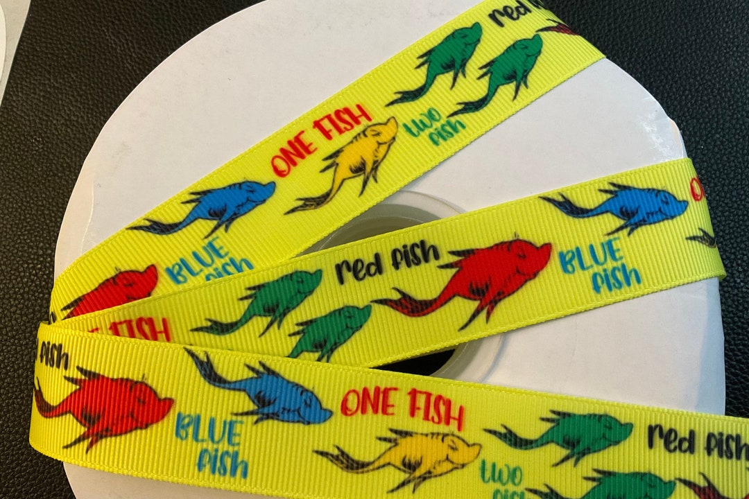 RED and BLUE FISH 1” Grosgrain Ribbon! Choose 3 or 5 Yards, Beloved ...