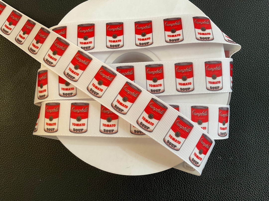 Andy Warhol’s “CAMPBELLS’ SOUP CANS” 1” Grosgrain Ribbon! Choose 3/5 ...