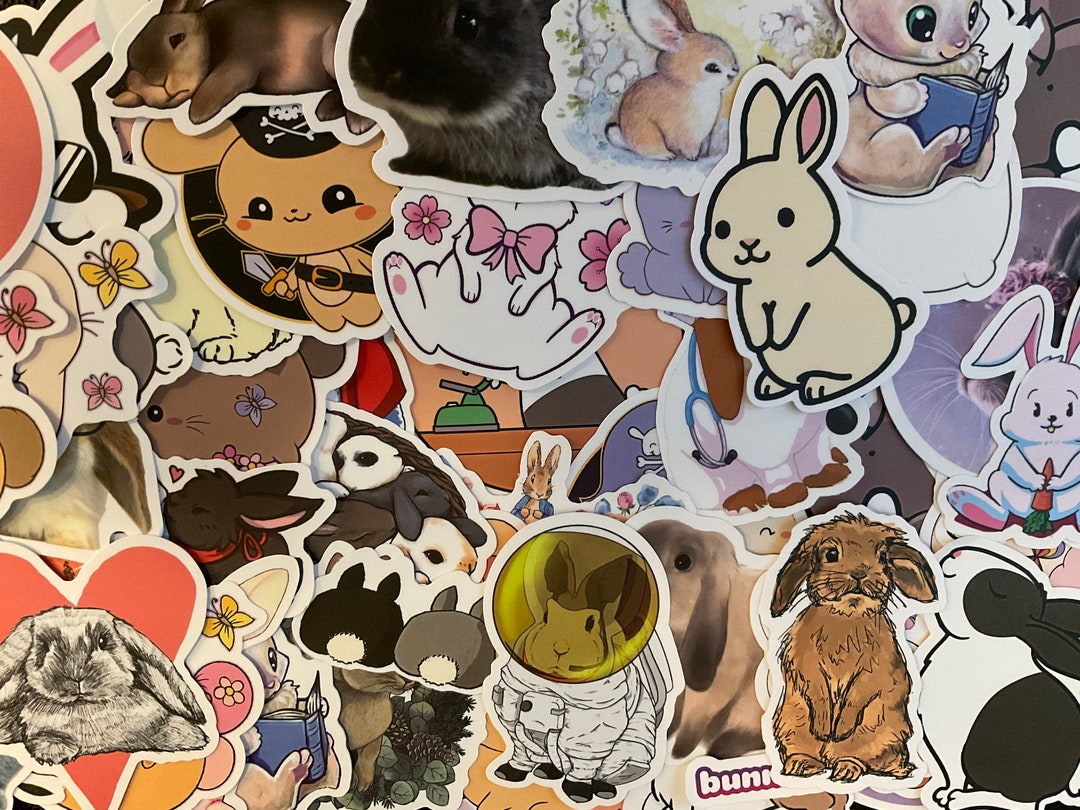 RABBIT DECALS! Choose 25 or 50 Decals, Adorable Bunny Rabbits, Bunnies ...