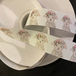LITTLE LAMB With FLOWERS Ribbon! 1” Grosgrain Ribbon, Choose 3/5 Yards ...
