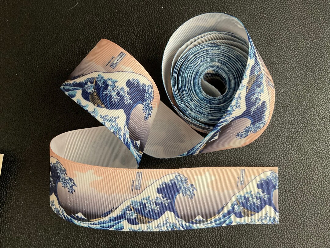 THE GREAT WAVE Ribbon! 1” Grosgrain Ribbon, Choose 3/5 Yards, Calling ...