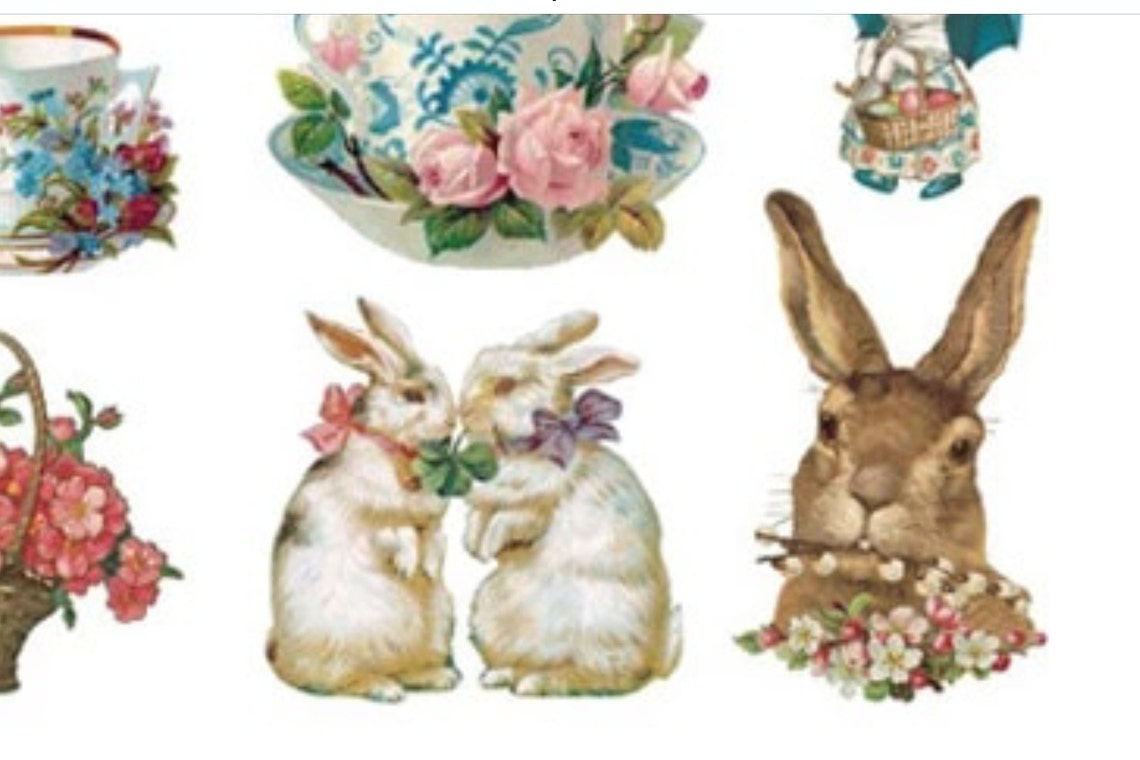 VINTAGE Style RABBITS and CATS 21 Transparent Stickers of - Etsy