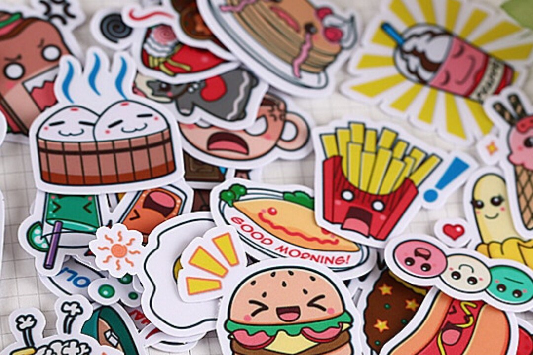 FOOD, FOOD, FOOD! 40 Assorted Food Stickers, Funny Food Stickers, Small ...