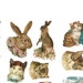 VINTAGE Style RABBITS and CATS 21 Transparent Stickers of Rabbits ...