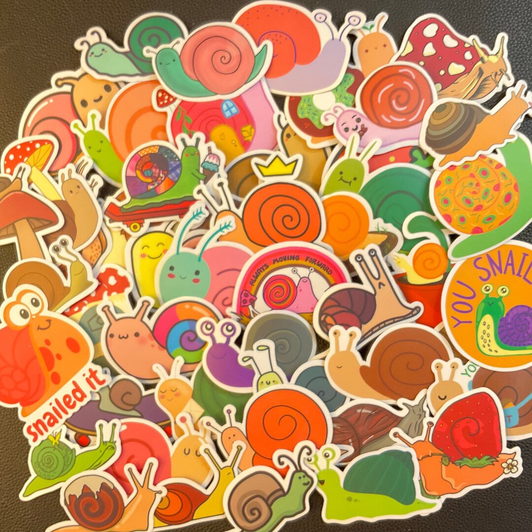 SNAILS! Choose 25 or 50 Decals/stickers, Adorable Snails, Waterproof ...