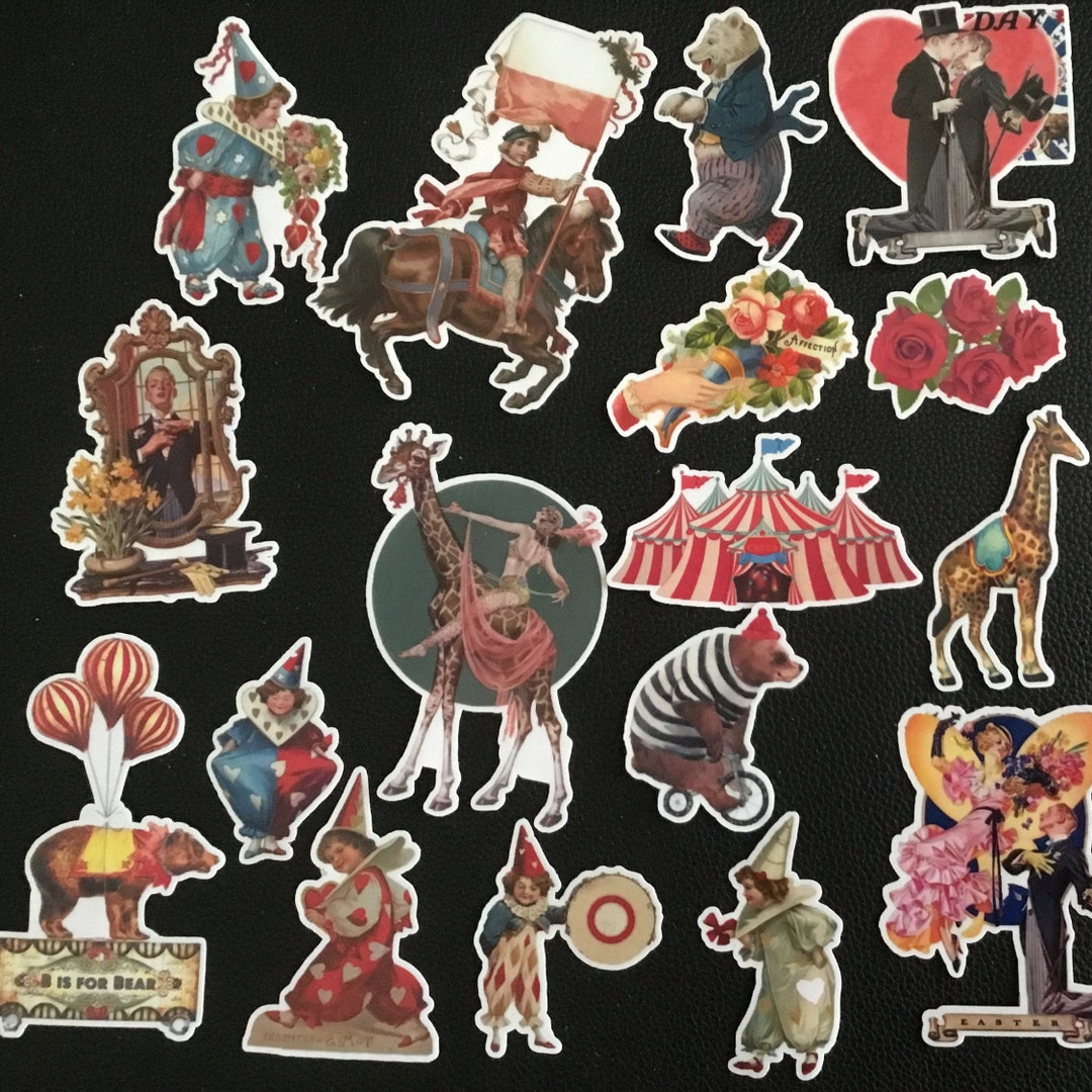 VINTAGE Style CIRCUS! 18 Sensational Stickers of Long Ago, the Greatest ...