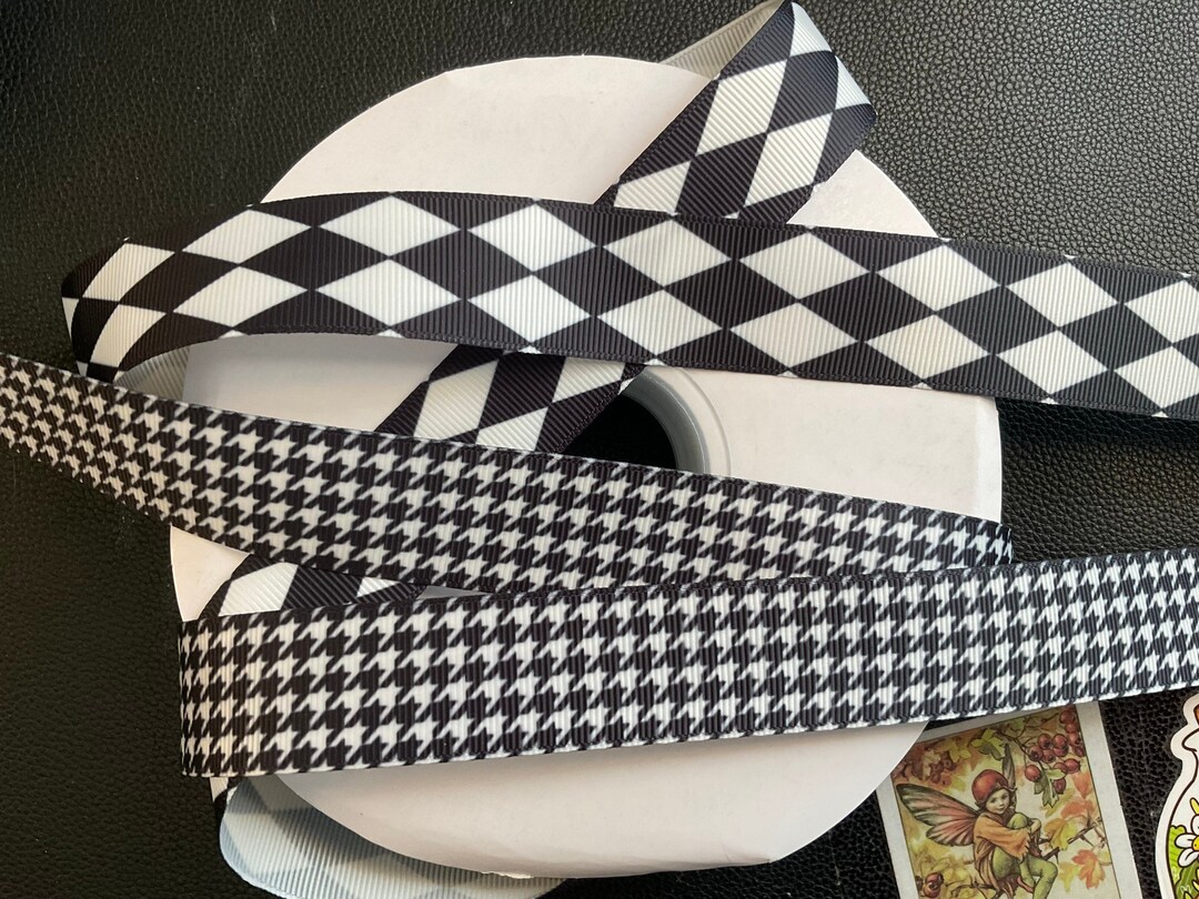 HARLEQUIN & HOUNDSTOOTH! 1” Grosgrain Ribbon, 3/5 Yds., Perfect for ...