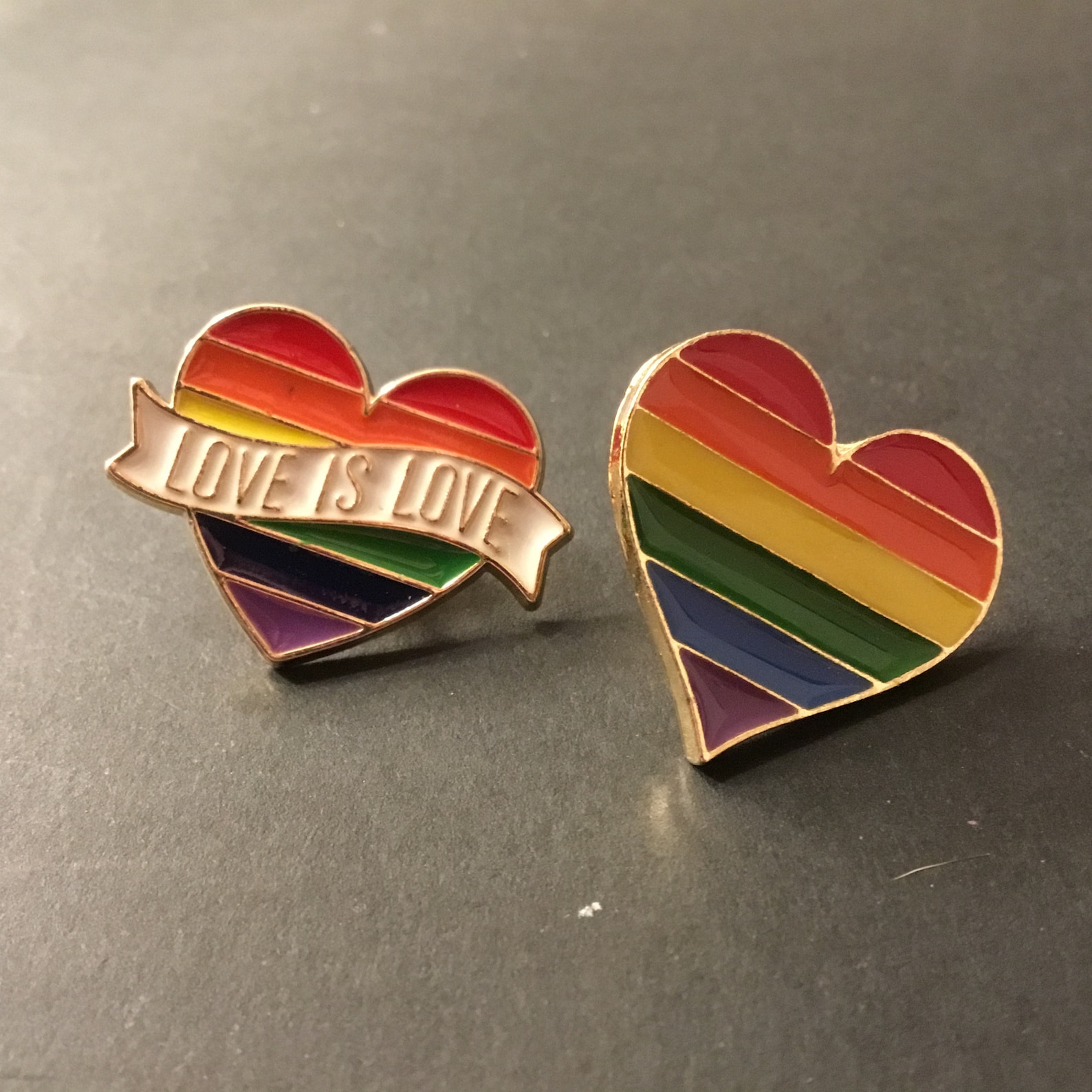LOVE is LOVE Rainbow heart pins enamel pins 1 in size | Etsy