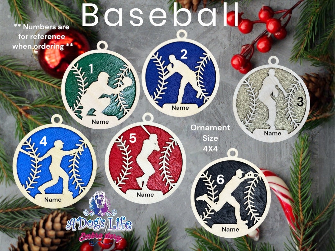 Baseball Wooden Ornament, Wood Ornament, Sports Ornament Personalized ...