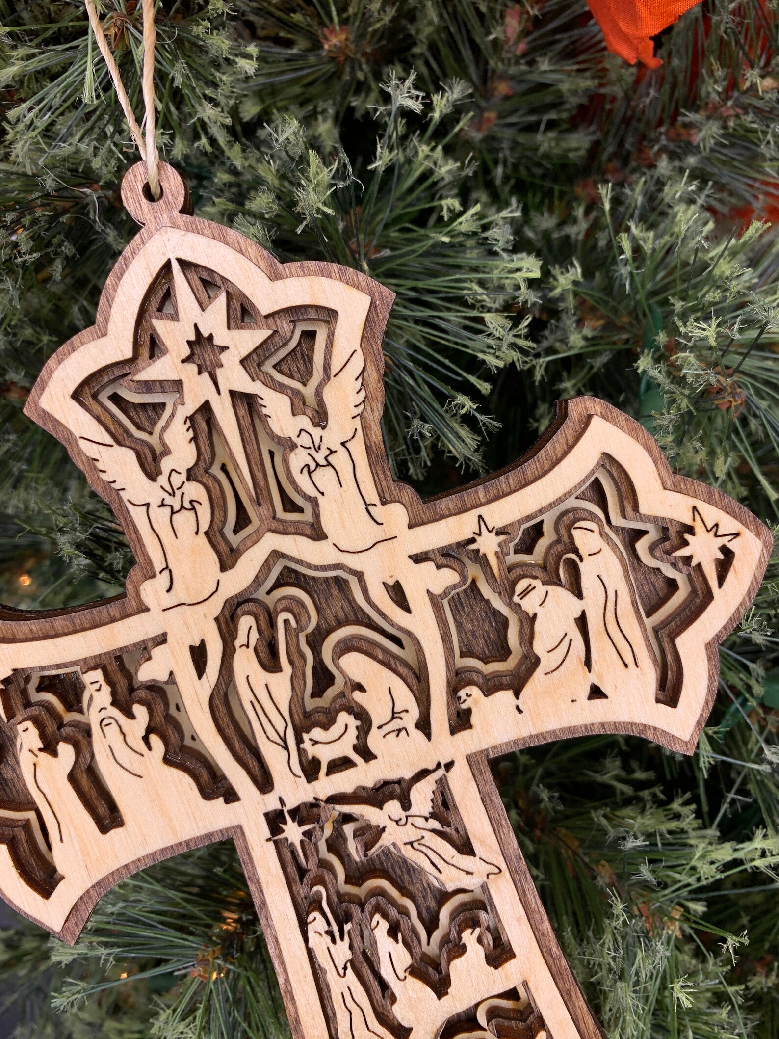 Nativity Scene Wooden Nativity Cross Cross Christmas Tree - Etsy