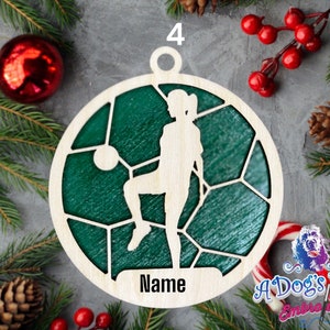 Soccer Wooden Ornament, Wood Ornament, Sports Ornament Personalized ...