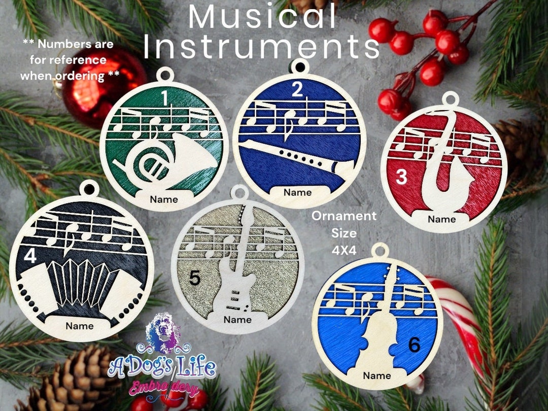 Musical Instrument Wooden Ornament, Wood Ornament, Ornament ...