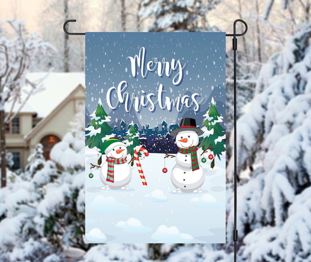 Snowman Christmas Garden Flag: Personalized Winter Decor - Etsy
