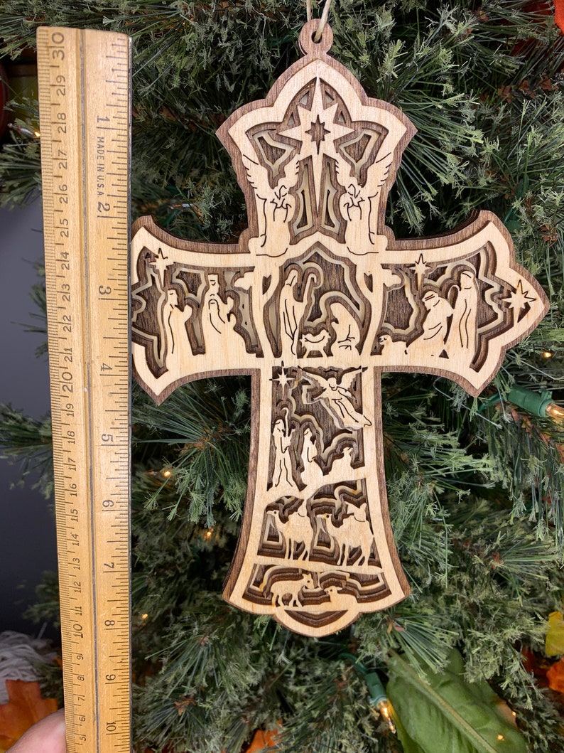 Nativity Scene Wooden Nativity Cross Cross Christmas Tree - Etsy