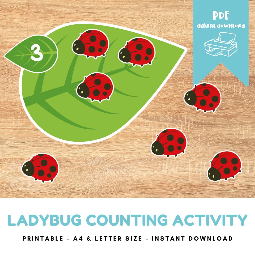Ladybug Counting Activity, PDF Counting Activity, Homeschool Preschool ...