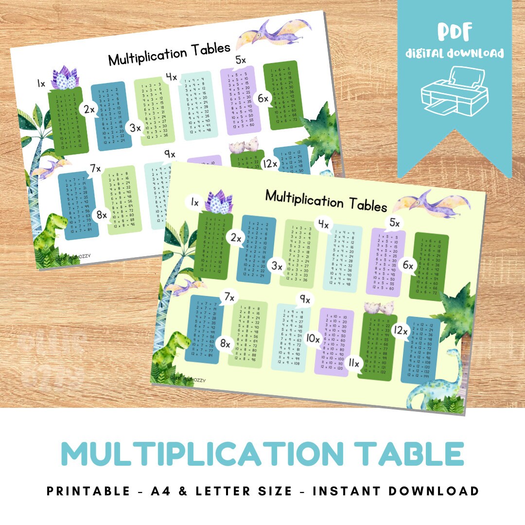 Dinosaur Multiplication Table, Maths Times Tables, Math Learning ...