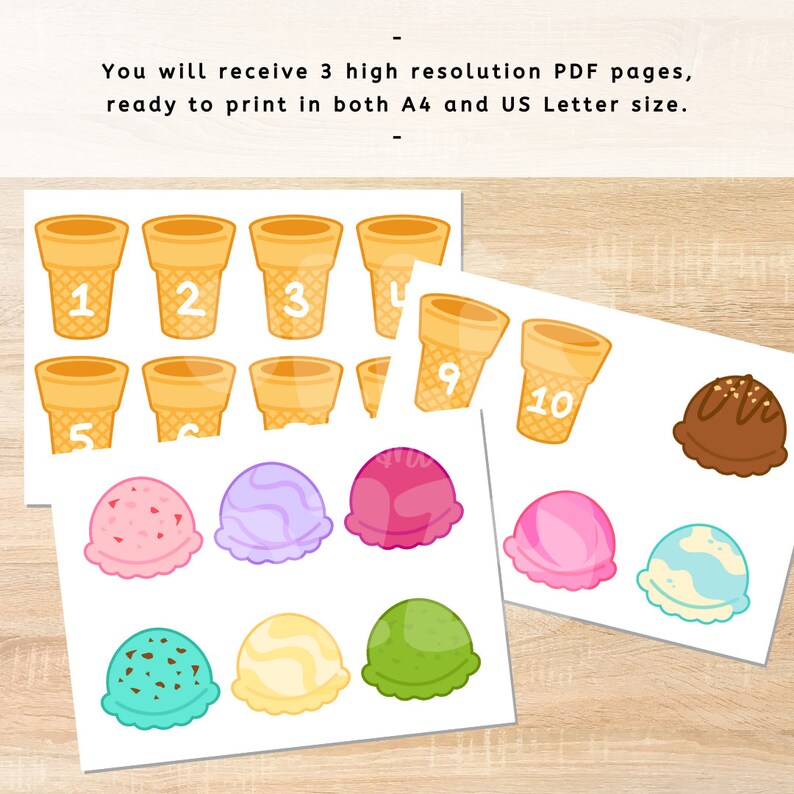 Ice Cream Counting Game, PDF Counting Activity, Homeschool Preschool ...