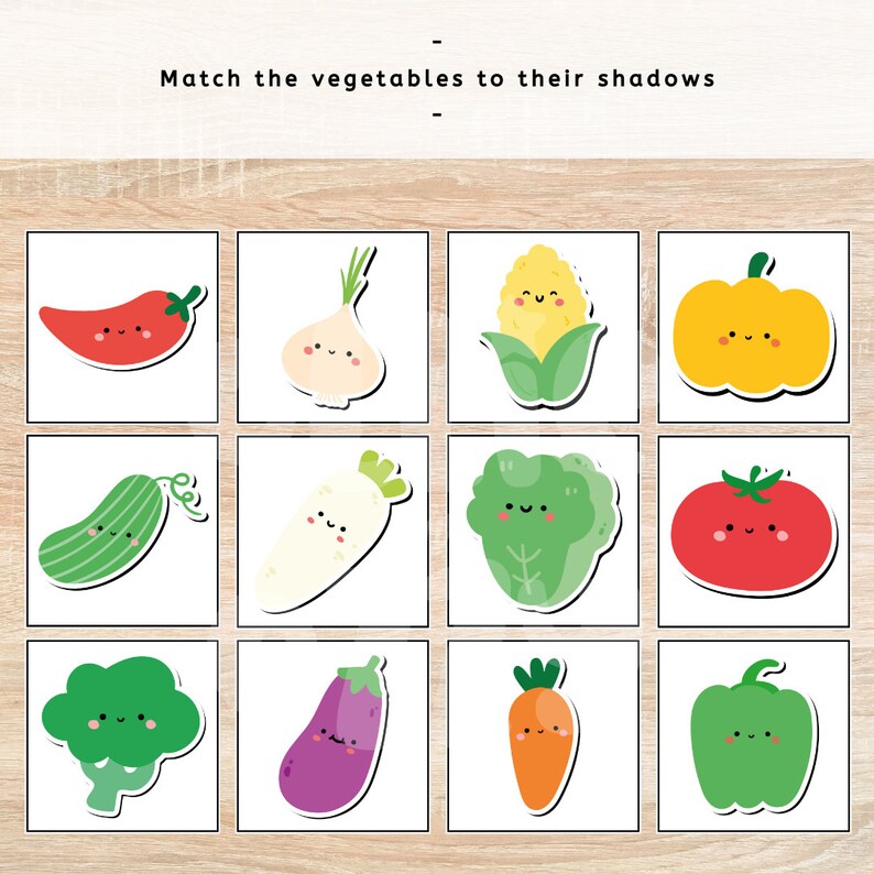 Vegetable Shadow Matching Game, PDF Matching Activity, Homeschool ...