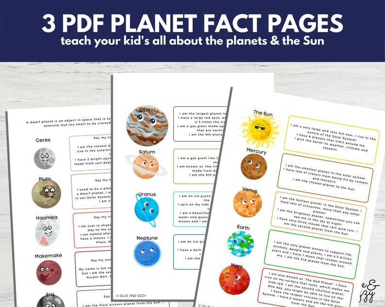 PRINTABLE Full Solar System Matching, Solar System, Planet Matching ...