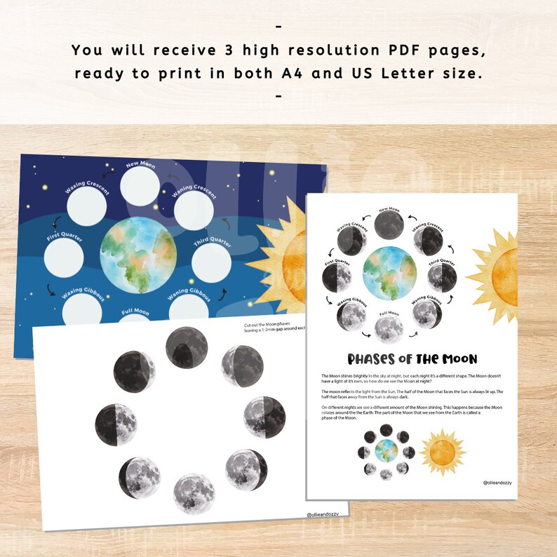 Moon Phases Activity, PDF Printable Moon Activity for Kids, Educational ...