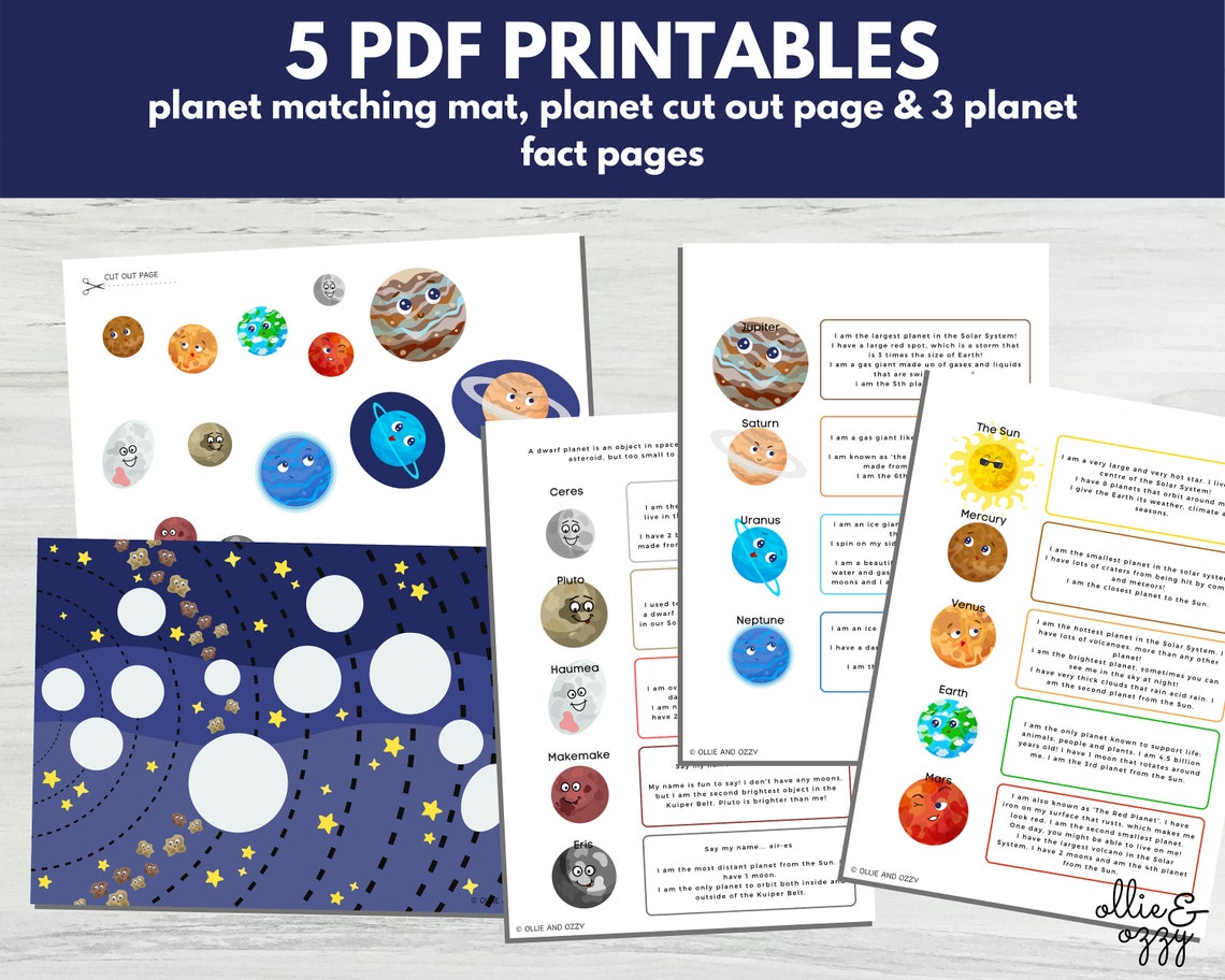 PRINTABLE Full Solar System Matching, Solar System, Planet Matching ...